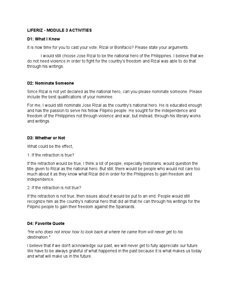 Liferiz - Module 3 Activities | PDF