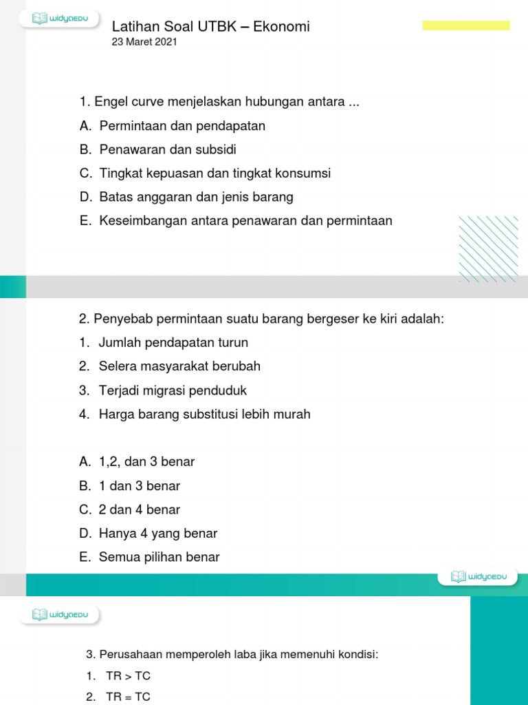 Latihan Soal UTBK - Ekonomi | PDF