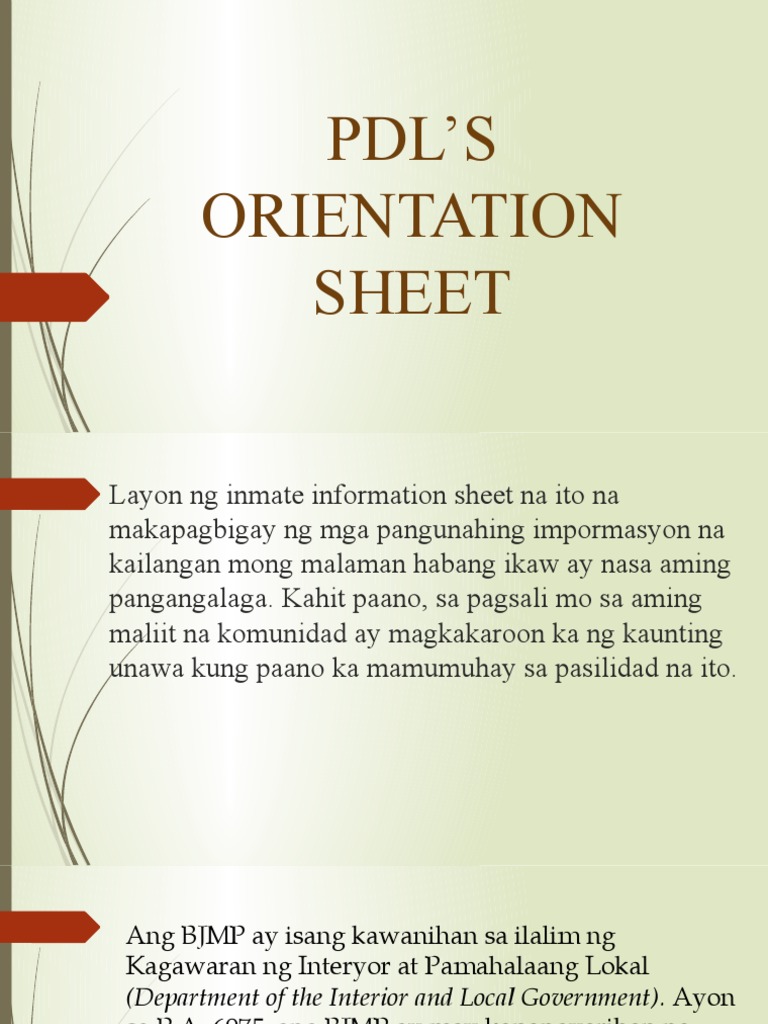 Inmates Orientation Sheet | PDF