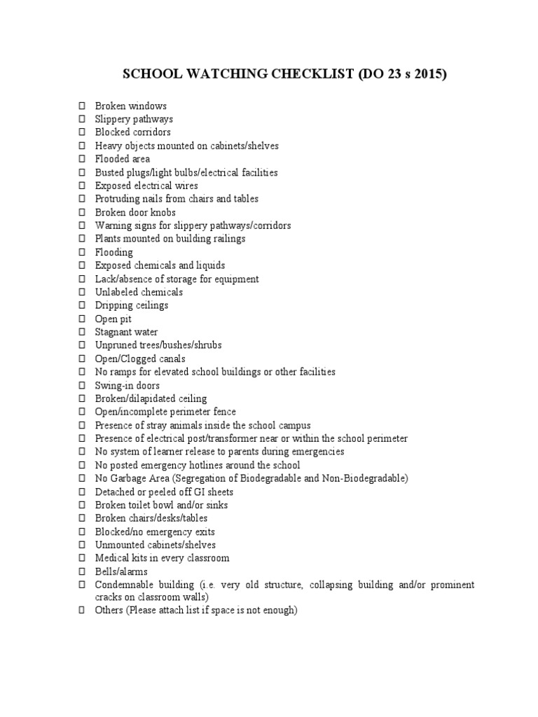 Form - School Watching Checklist | PDF