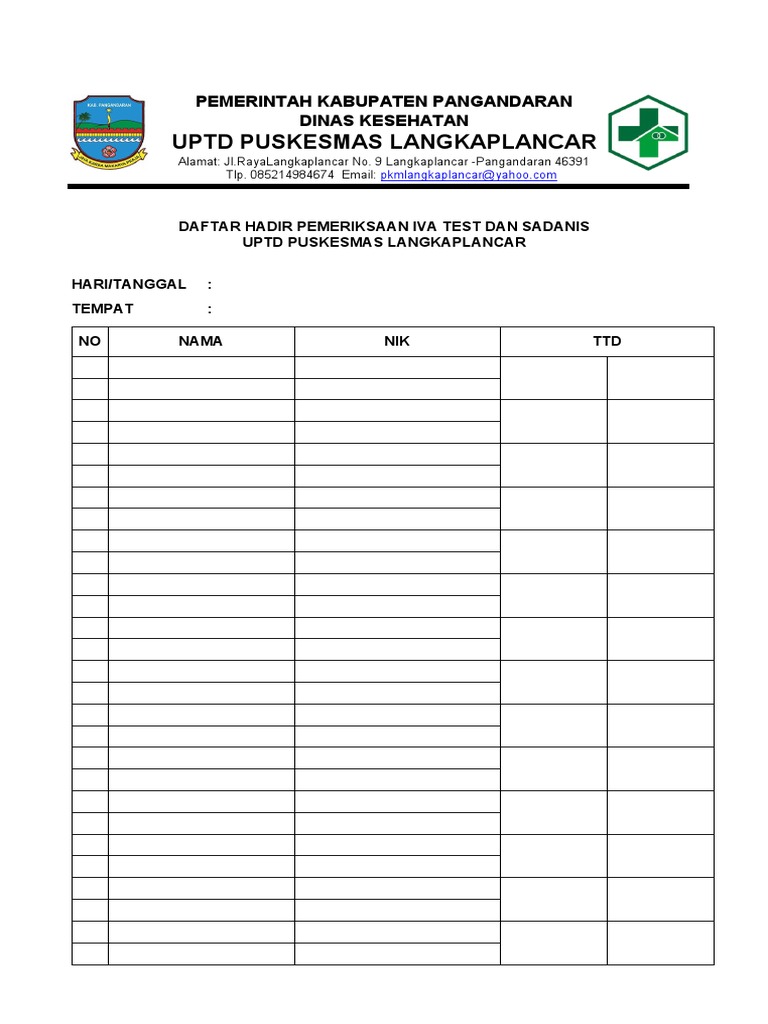 Daftar Hadir Iva Test | PDF