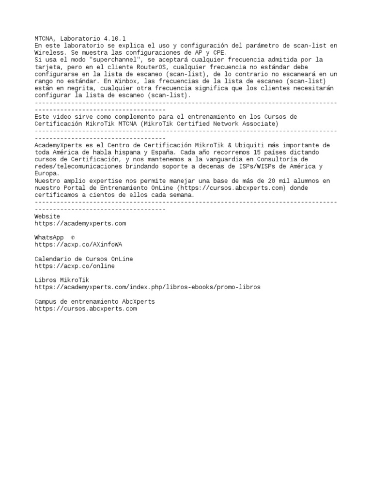 Configuración de Scan-List en MTCNA | PDF | Ciencia y matemáticas ...