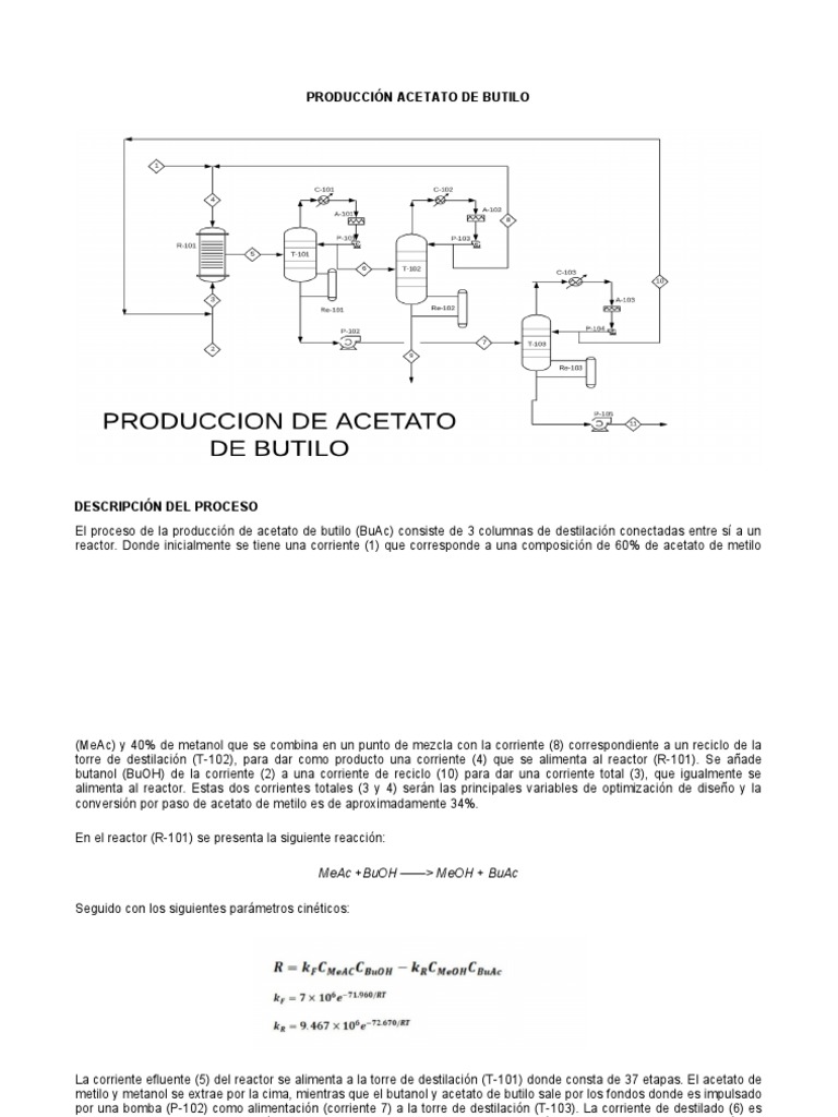 Acetato de Butilo | PDF | Destilación | Reactor Quimico