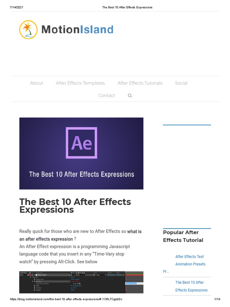 The Best 10 After Effects Expressions | PDF | Computing | Software