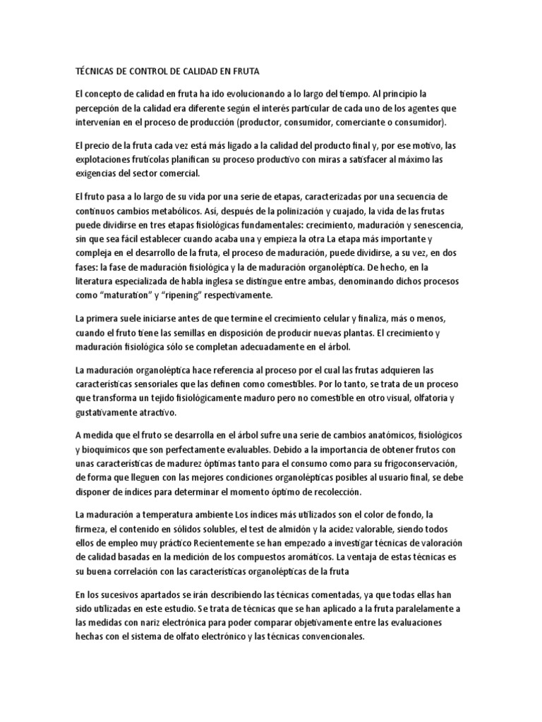 Técnicas De Control De Calidad En Fruta Descargar Gratis Pdf Ligero