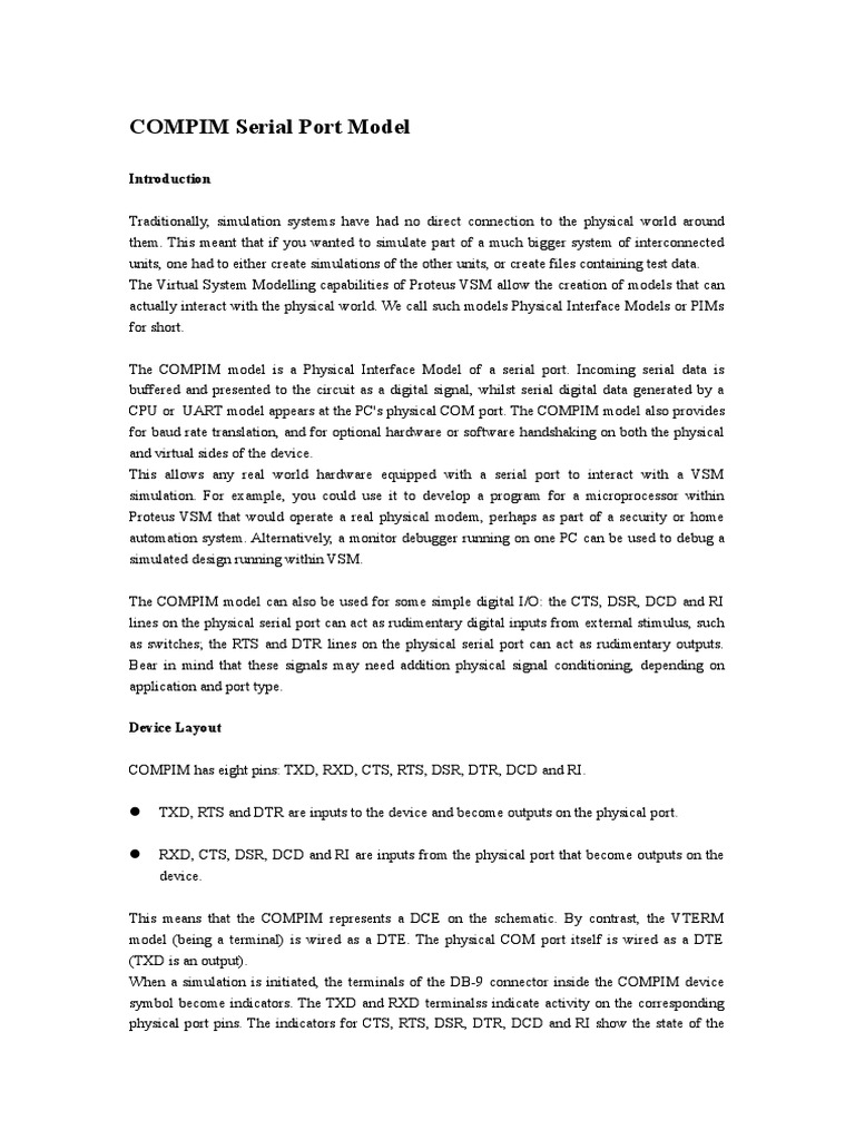 Serial Port Model | PDF | Electronics | Computer Science