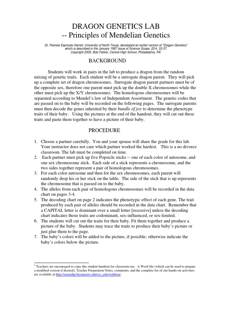 Dragon Genetics Protocol | PDF | Dominance (Genetics) | Phenotypic Trait