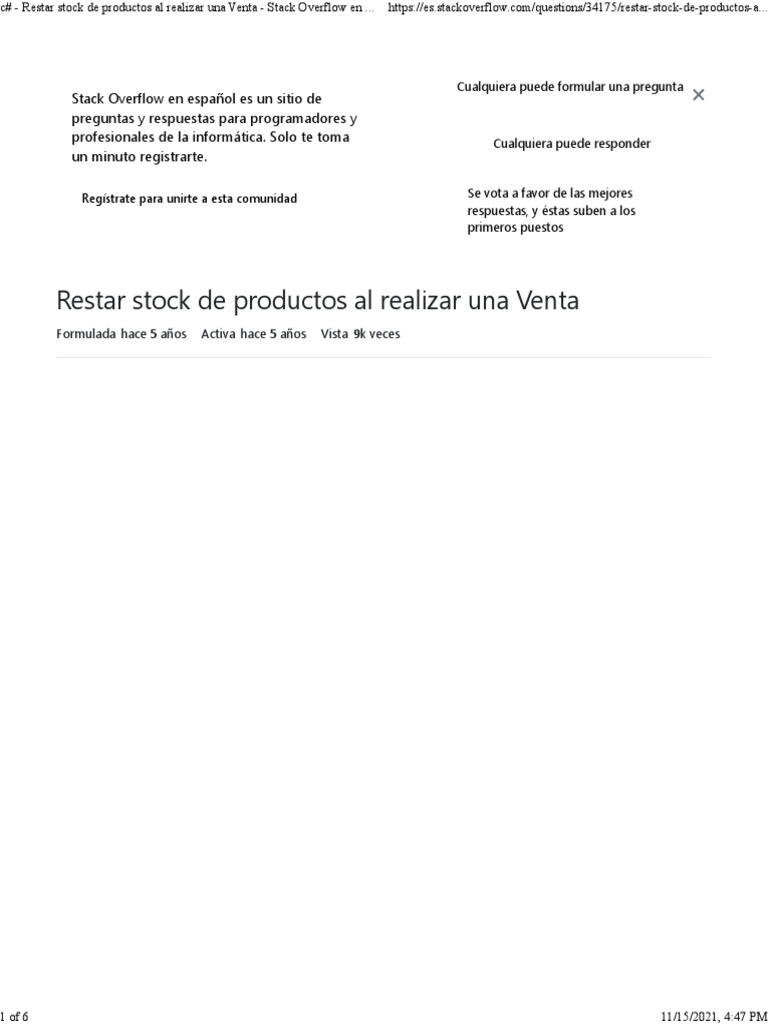 C# - Restar Stock de Productos Al Realizar Una Venta - Stack Overflow en Español | PDF ...
