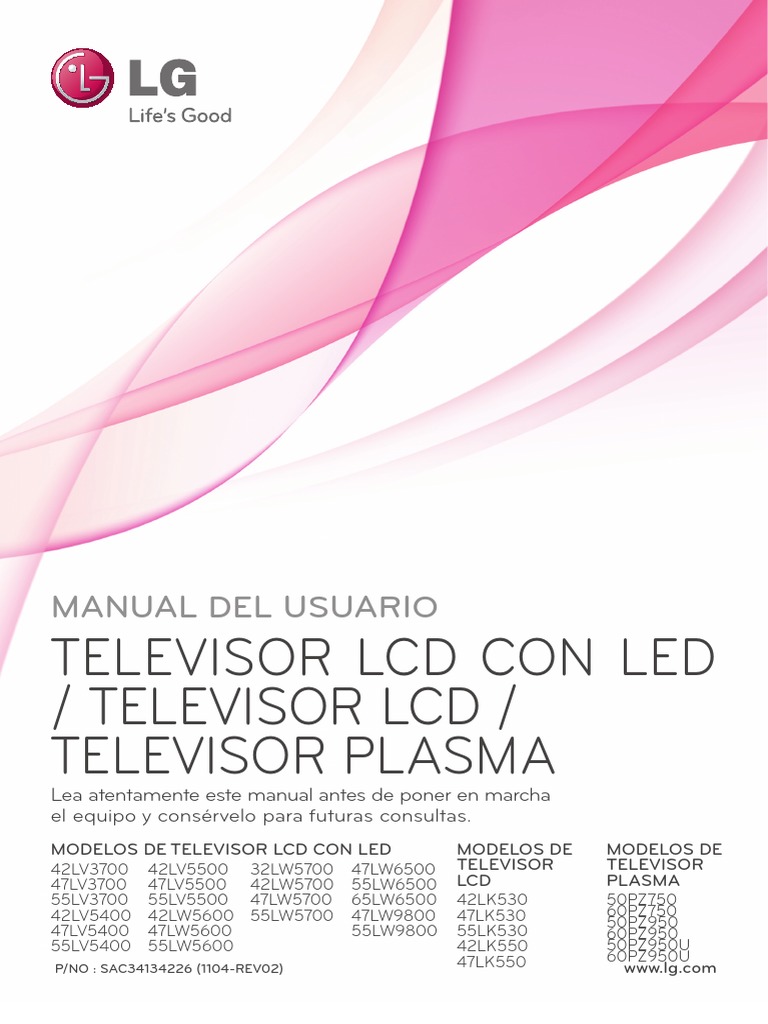 Manual TV LG 47LW5600 Esp | PDF | Enchufes y tomas de corriente alterna | Hdmi