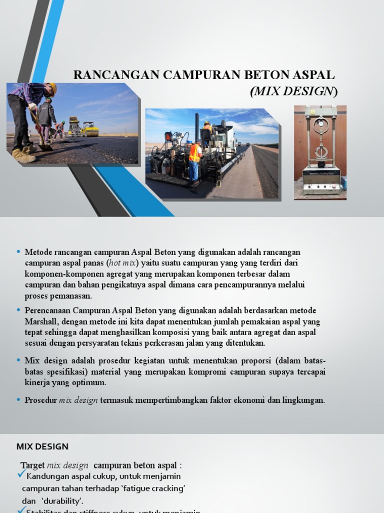 Rancangan Campuran Beton Aspal (Mix Design) | PDF