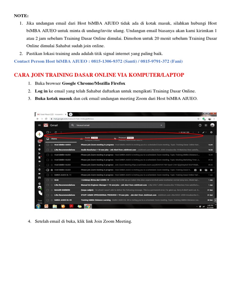 Tutorial Join Training Dasar Online Via ZOOM | PDF