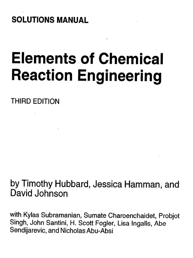 Elements of Chemical Reaction Engineering - Solutions Manual by H ...