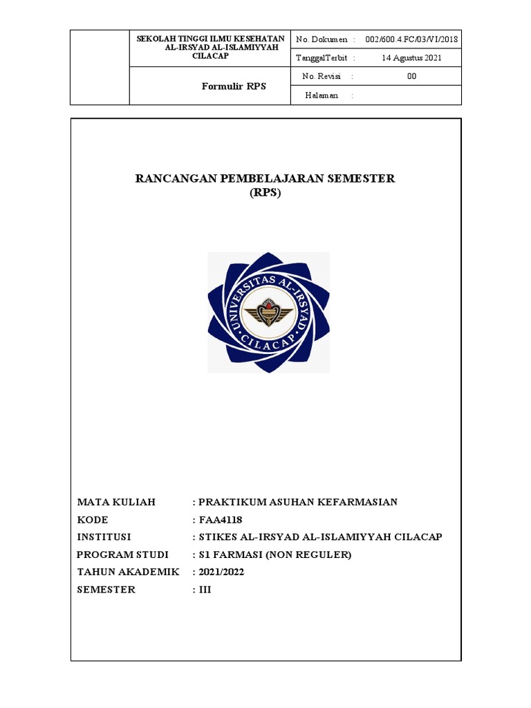 RPS Prak. Asuhan Kefarmasian 2021 | PDF