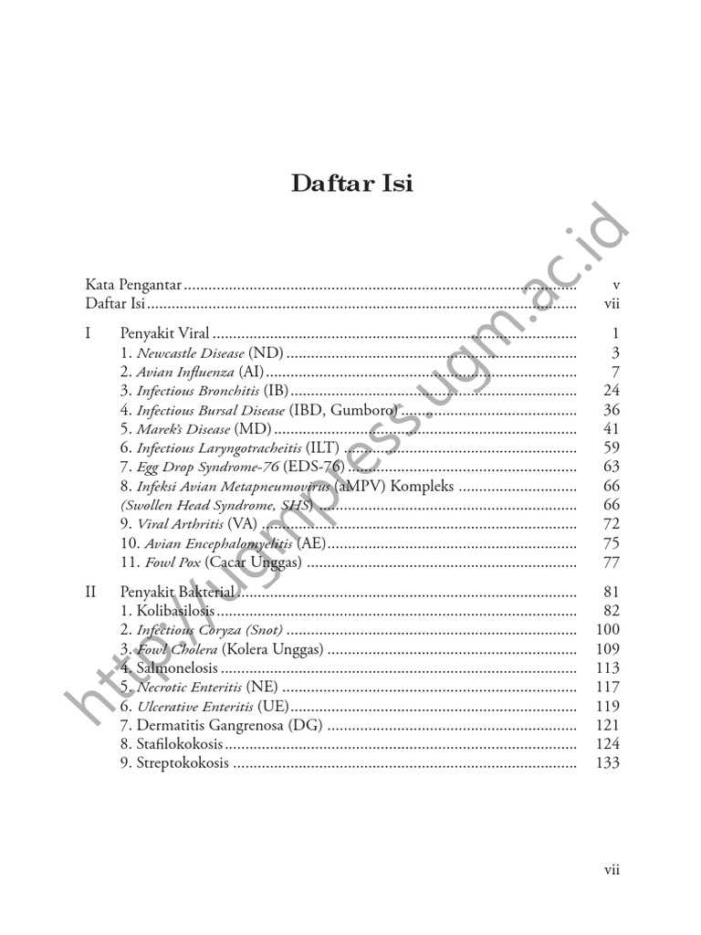 Daftar Isi Atlas Berwarna Penyakit Unggas | PDF Daftar Isi Atlas Berwarna Penyakit Unggas | PDF