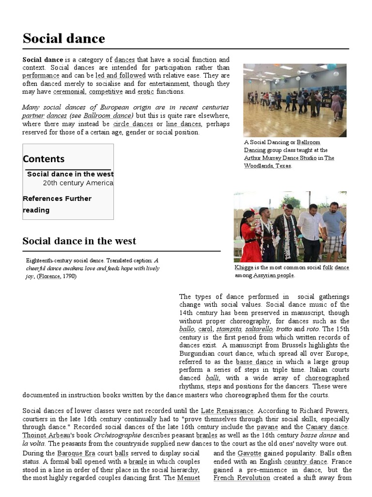 Social Dance: Social Dance Is A Category of Dances That Have A Social ...