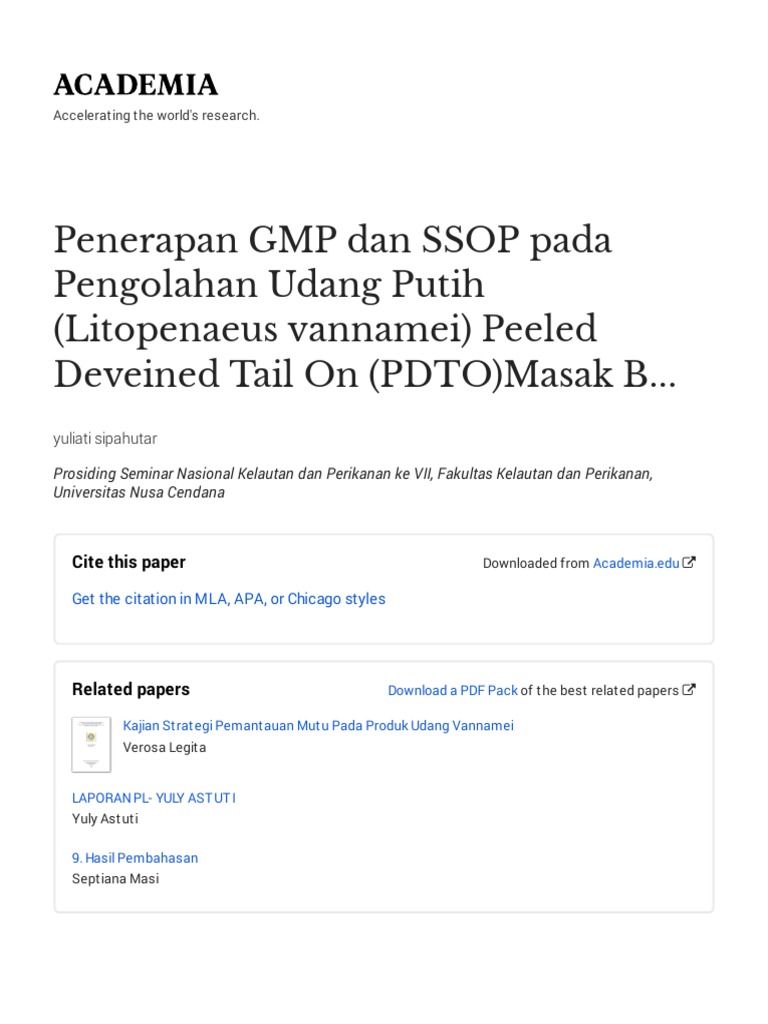 GMP SSOP Pengolahan Udang | PDF | Kesehatan Holistik | Sains & Matematika