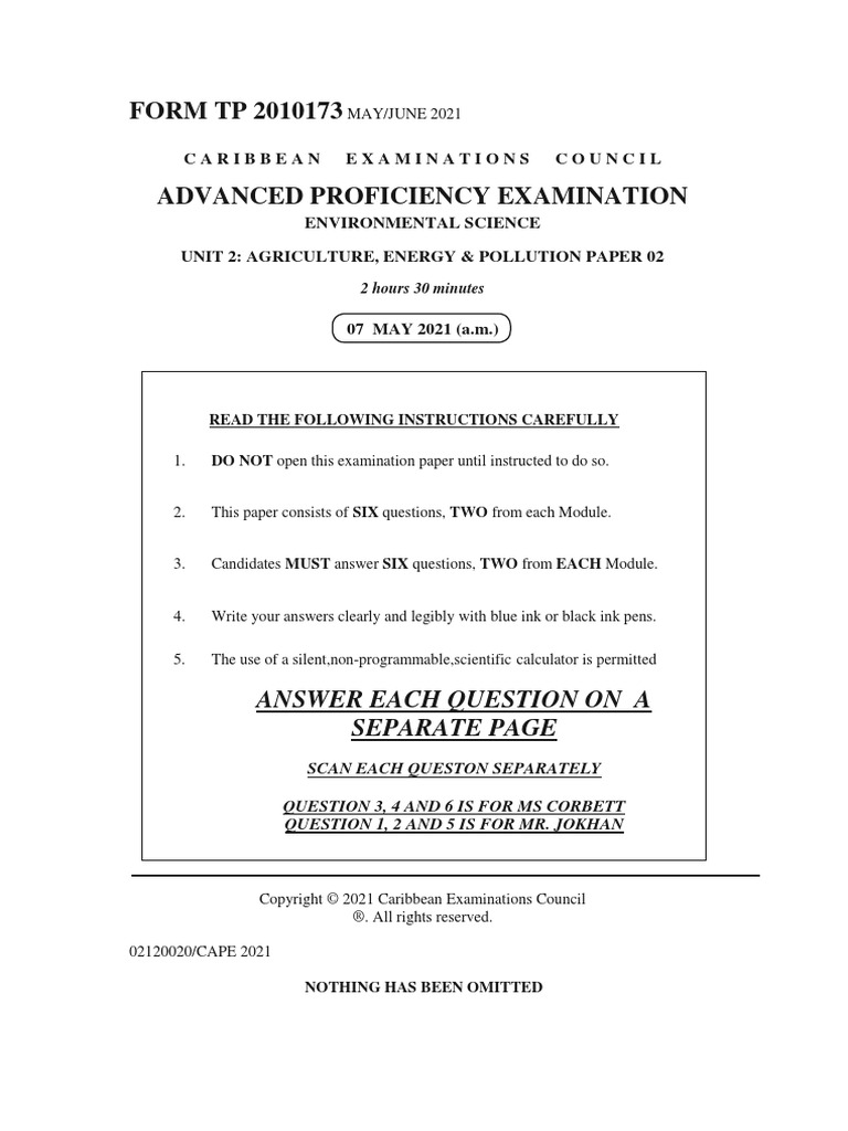 Environmental Science Paper 2 Unit2 | PDF | Water Quality ...
