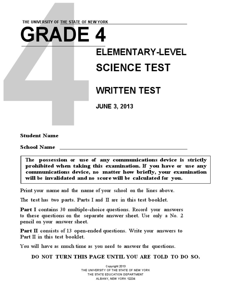 Grade 4: Science Test | PDF | Seed | Force