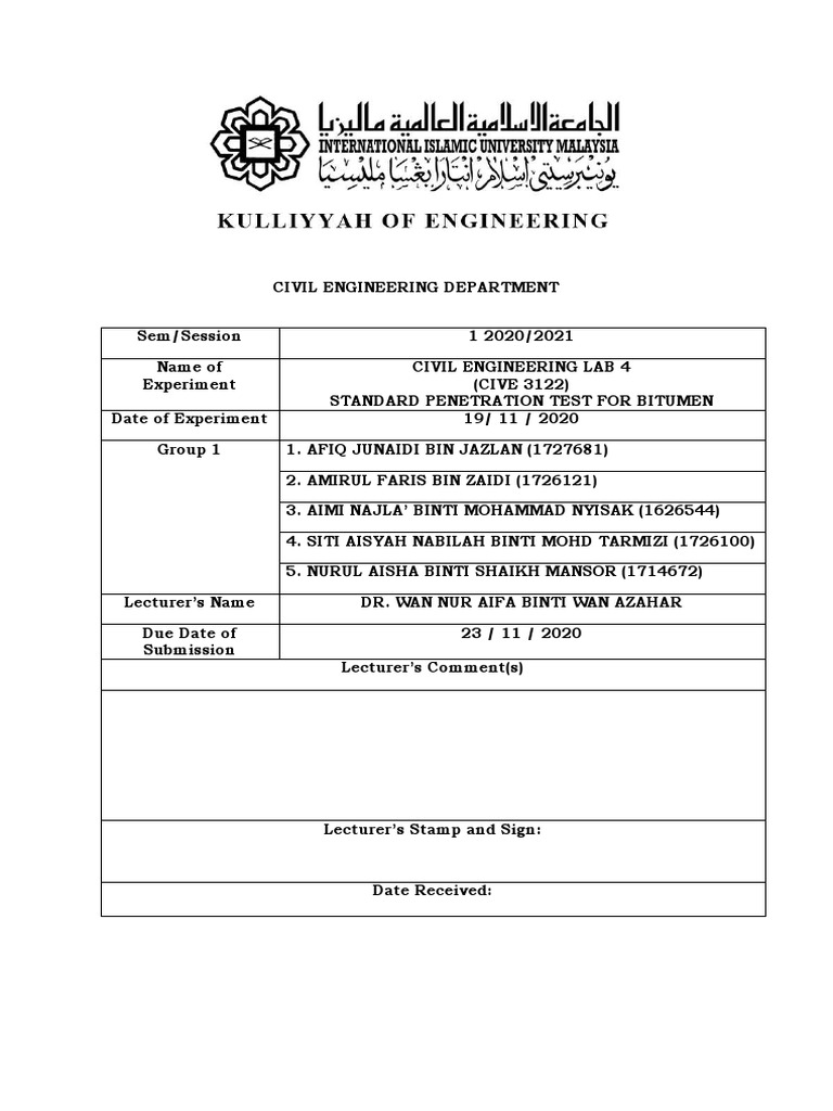 Penetration Test Lab Report | PDF | Asphalt | Temperature