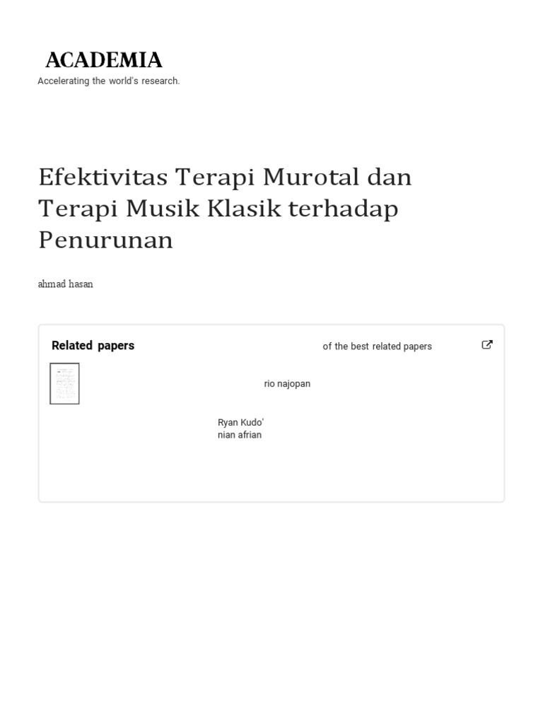 Efektivitas Terapi Murotal Dan Terapi Musik Klasik Terhadap Penurunan-With-Cover-Page-V2 | PDF