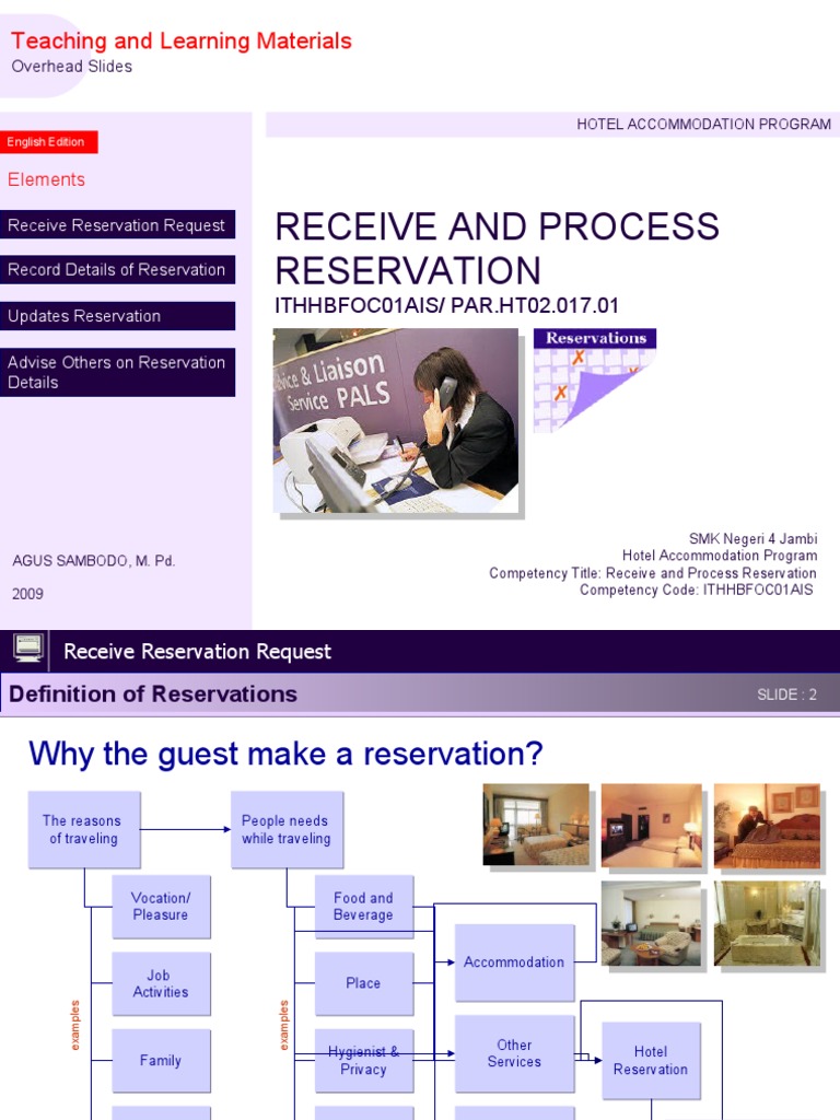 Receive and Process Reservation: Teaching and Learning Materials | PDF ...