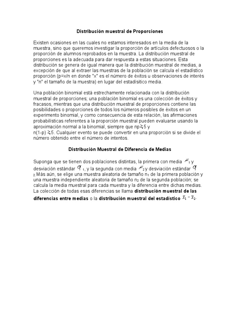 Distribución Muestral de Proporciones | PDF