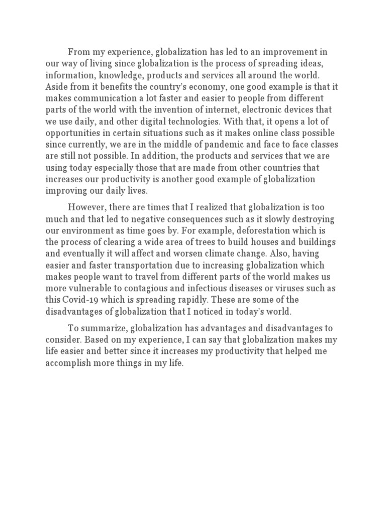 Globalization Experience | PDF