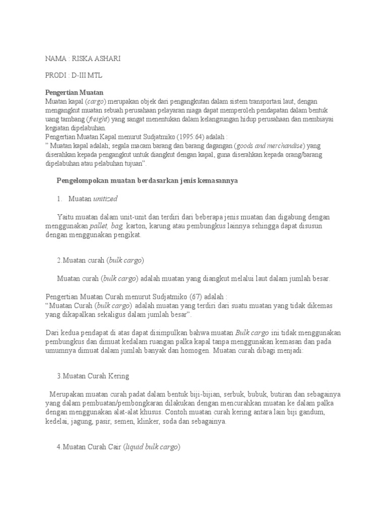 Materi Muatan Kapal | PDF
