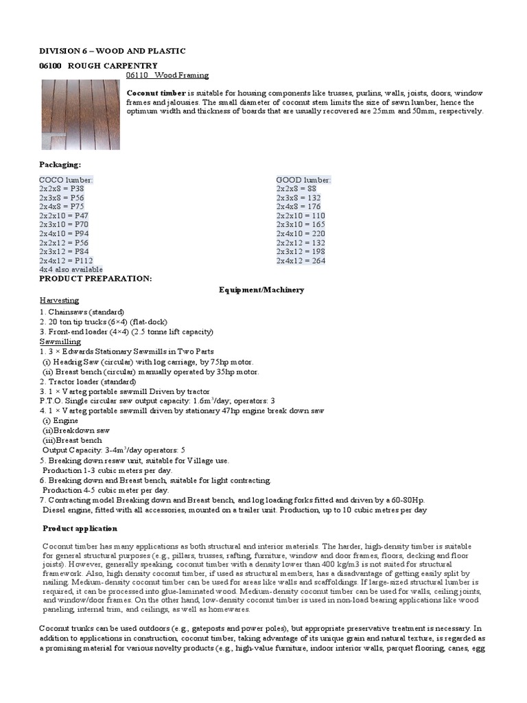 Division 6 - Wood and Plastic 06100 Rough Carpentry | PDF | Lumber ...
