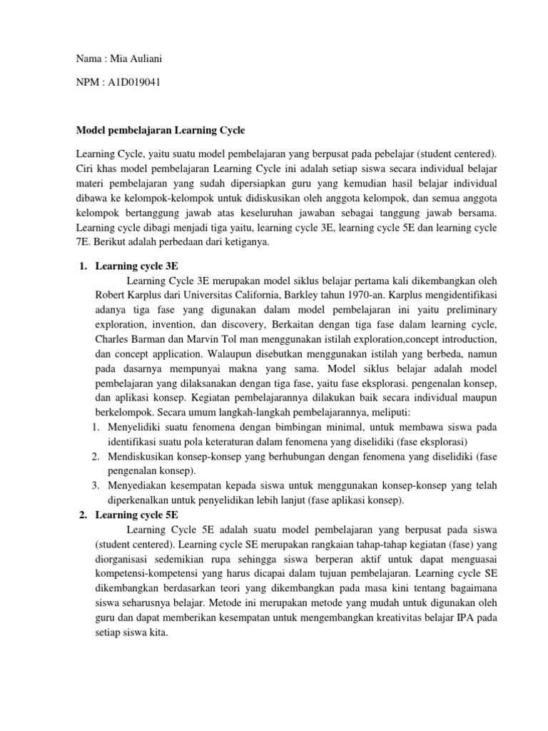 Learning Cycle 3e, 5e Dan 7e | PDF | Karier & Perkembangan