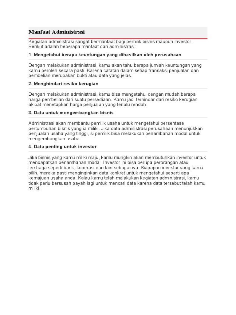 Manfaat Administrasi | PDF