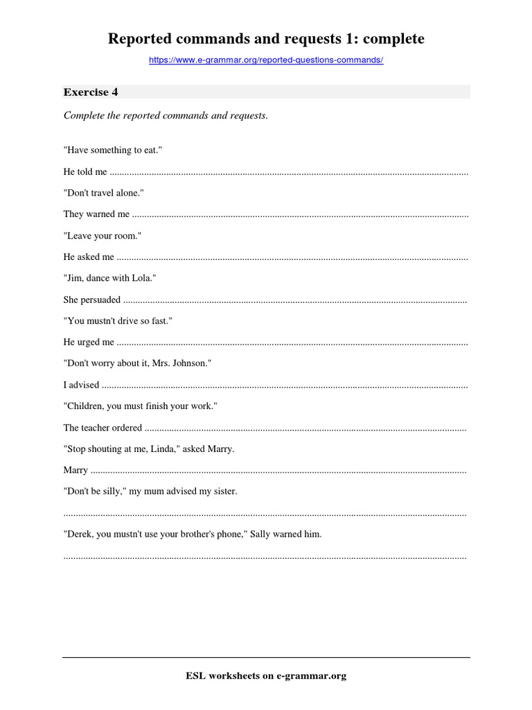 Reported Requests Commands Exercise 4 | PDF