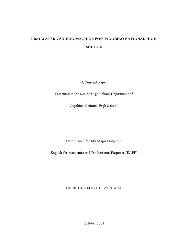 EAPP Concept Paper | PDF | Water