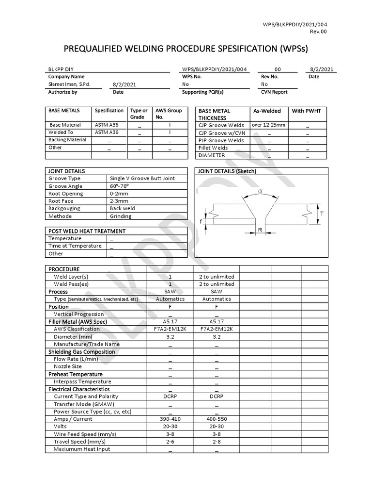 Prequalified Welding Procedure Spesification (WPSS) : (Semiautomatics ...