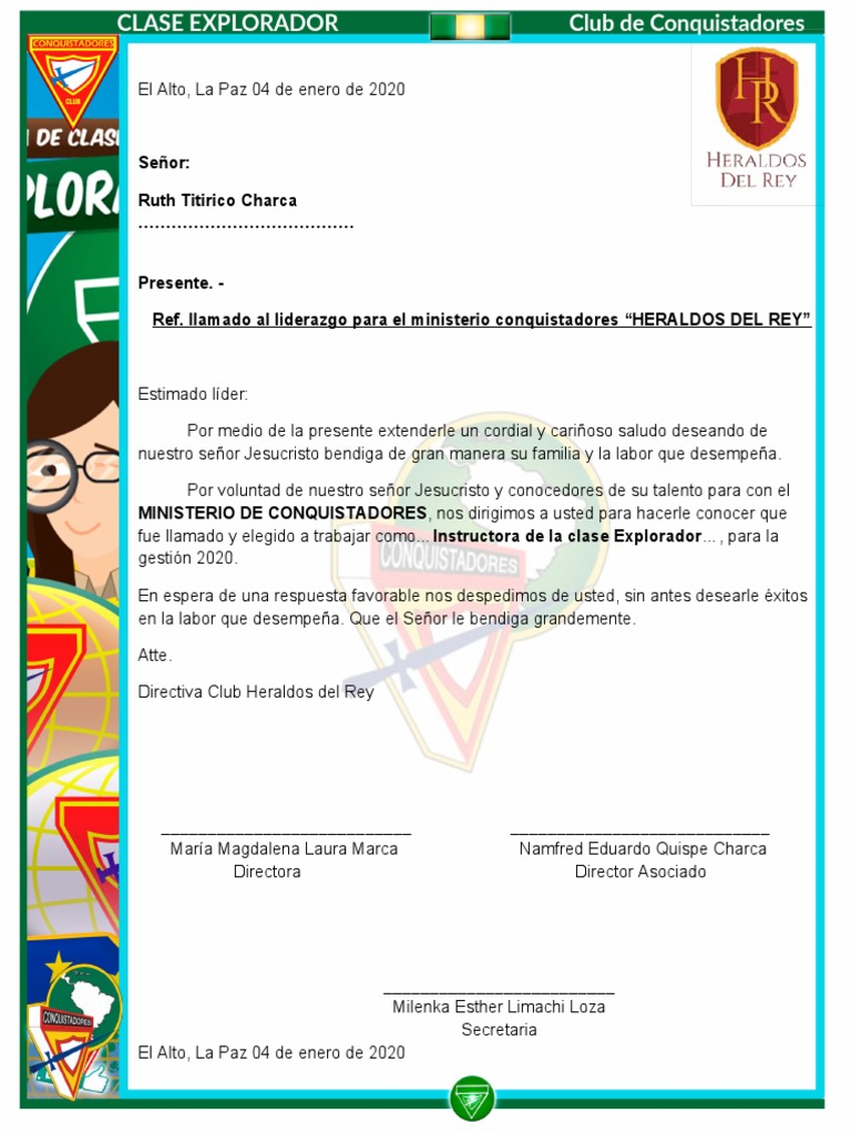 Carta Lider Clase Explorador | PDF