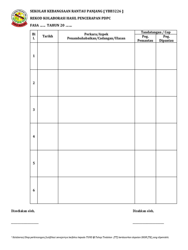 Borang Rekod Kolaborasi Pencerapan | PDF