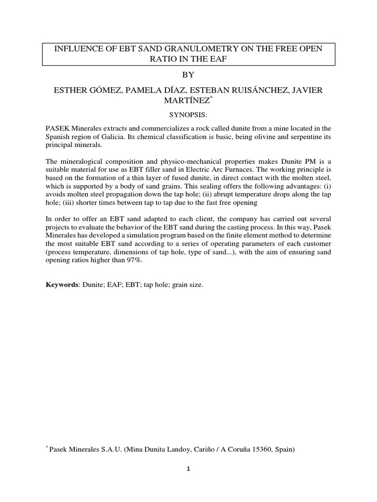 EBT Sand Granulometry Effects in EAF | PDF | Materials | Chemistry