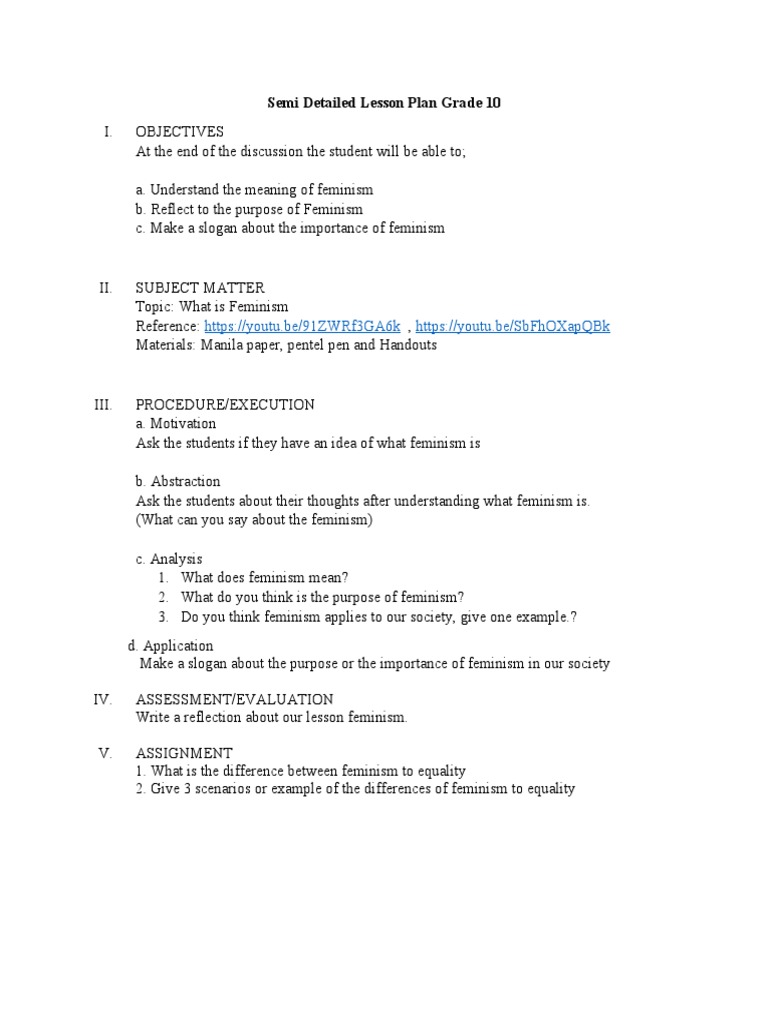 Semi Detailed Lesson Plan Grade 10 | PDF