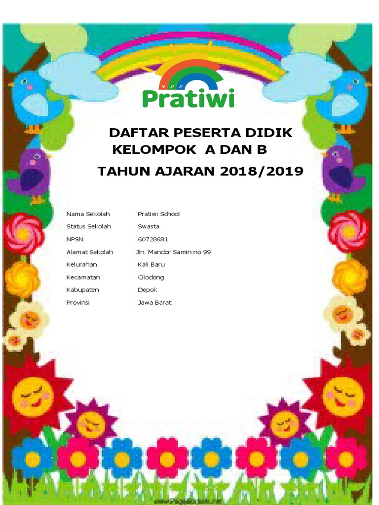 Daftar Peserta Kelompok A dan B Pratiwi School 2018/2019 | PDF