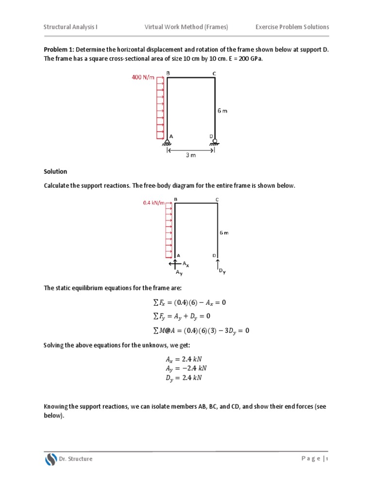 Problem 1: Determine The Horizontal Displacement and Rotation of The ...