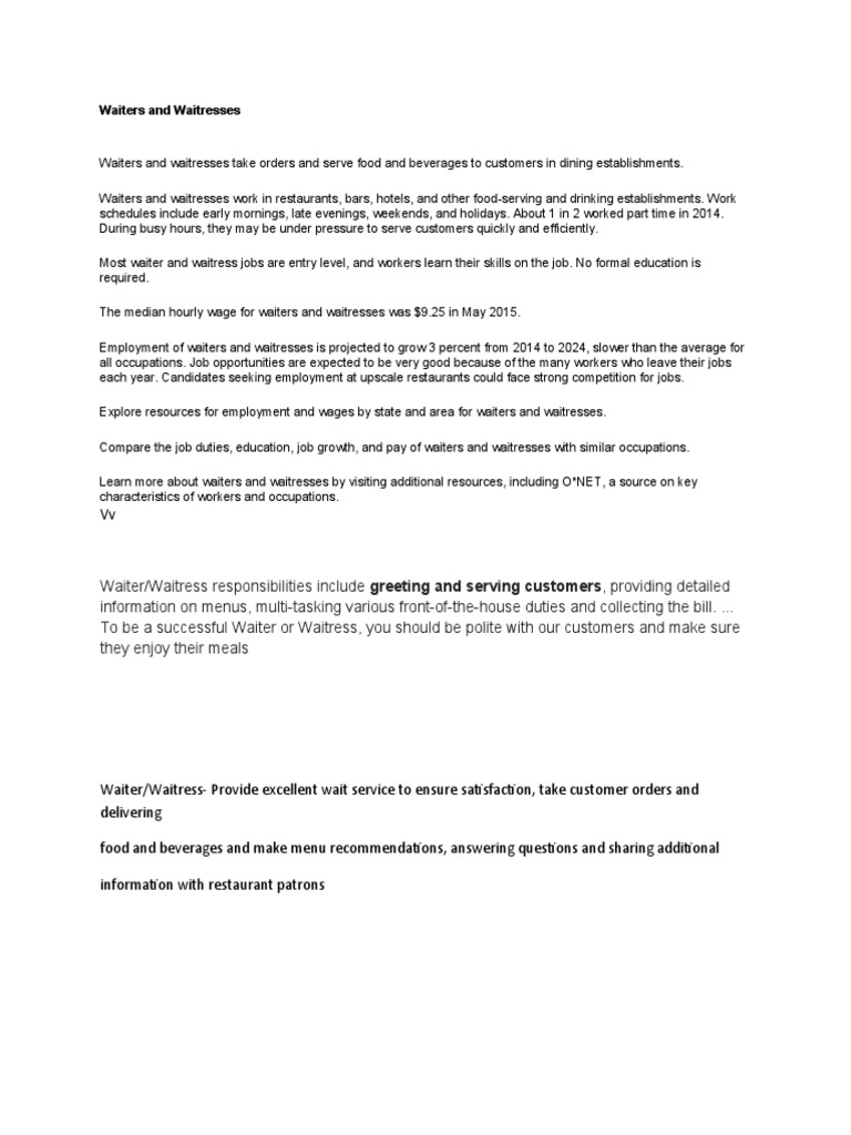 An Overview of the Key Responsibilities and Duties of Waiters and ...