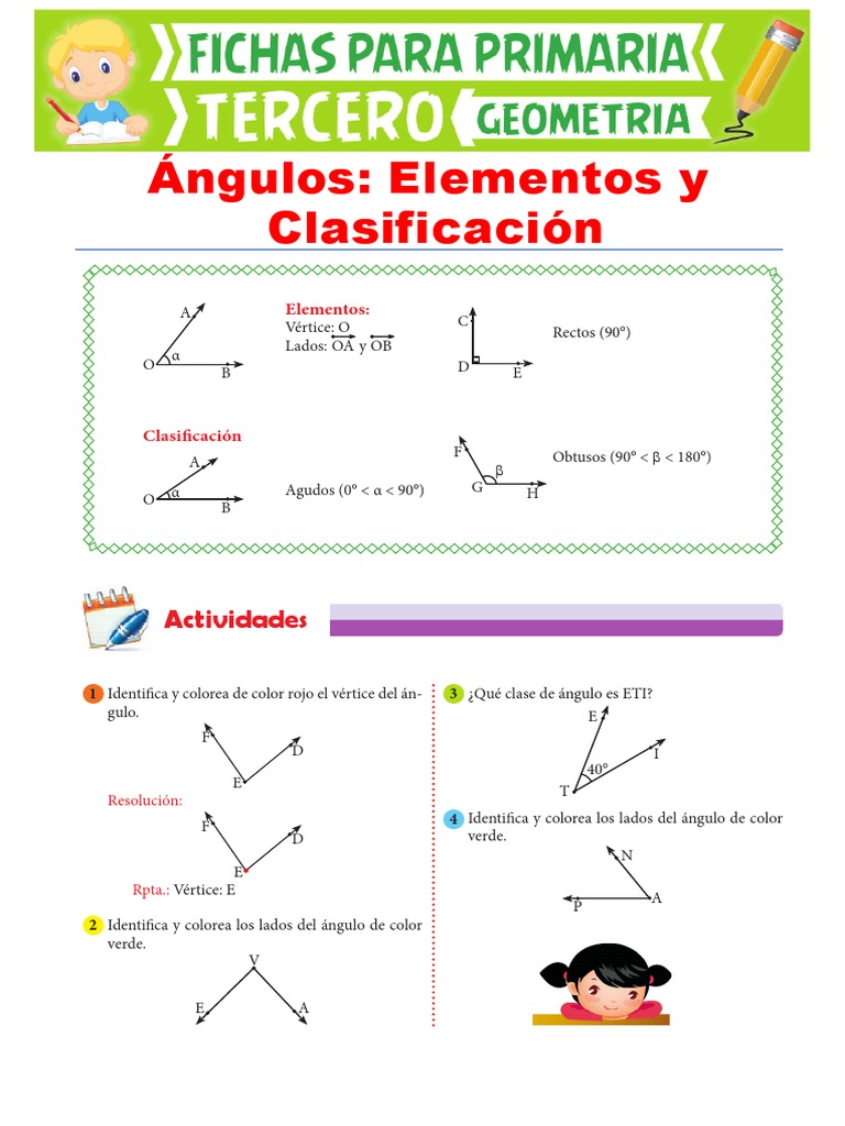 Elementos y Clasificación de Ángulos para Segundo de Primaria | PDF ...