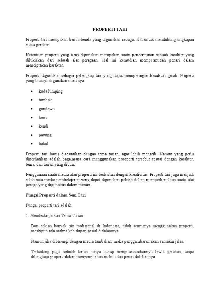 Properti Tari | PDF