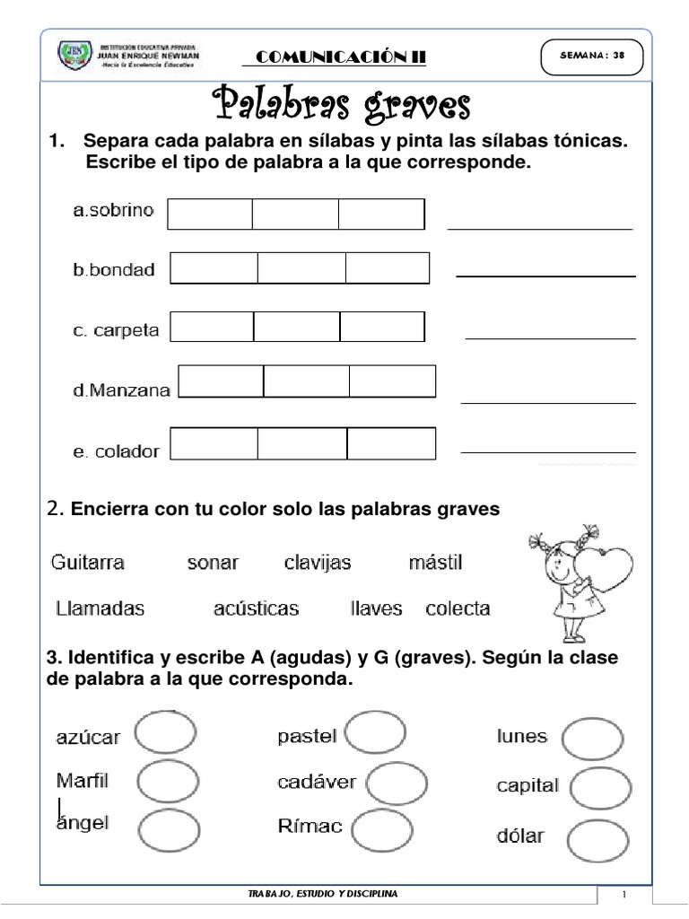 Actividades de Palabras Graves para Niños | PDF