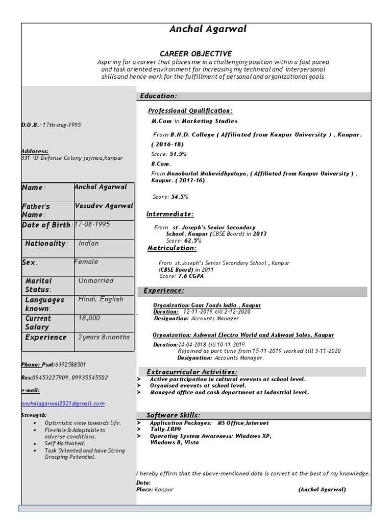 Anchal Agarwal cv-1 | PDF | Computing Anchal Agarwal cv-1 | PDF | Computing