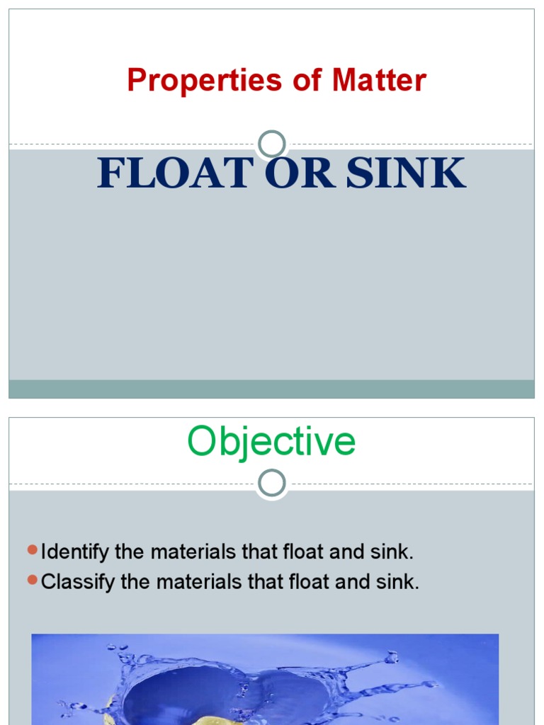 Properties of Matter Float or Sink | PDF | Sink | Neuropsychological ...