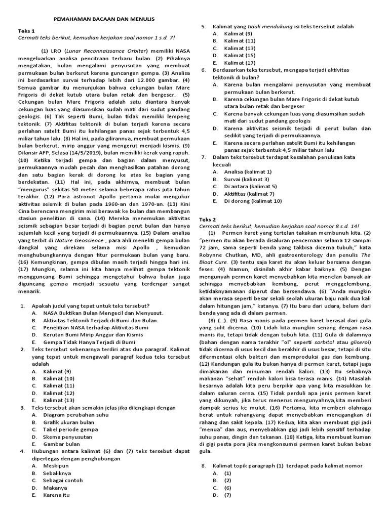Tryout 1 | PDF | Sains & Matematika