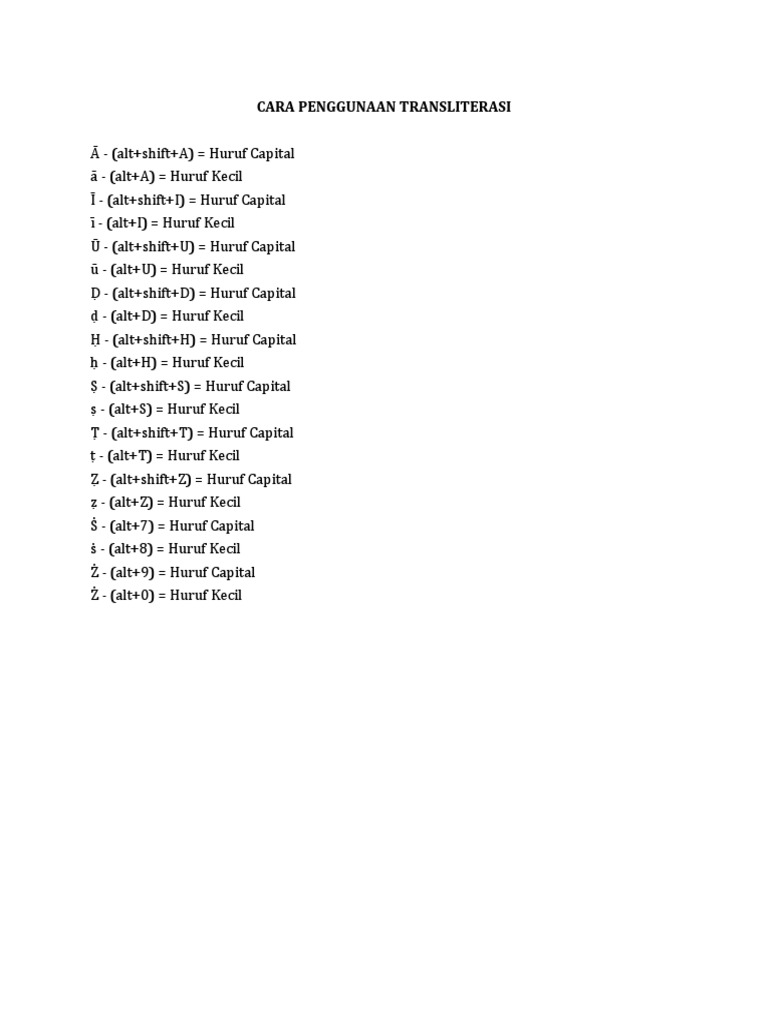 Cara Penggunaan Transliterasi | PDF