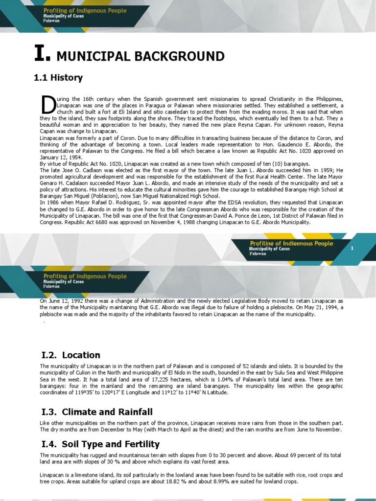 Municipal Background: 1.1 History | PDF | Welfare | Indigenous Peoples
