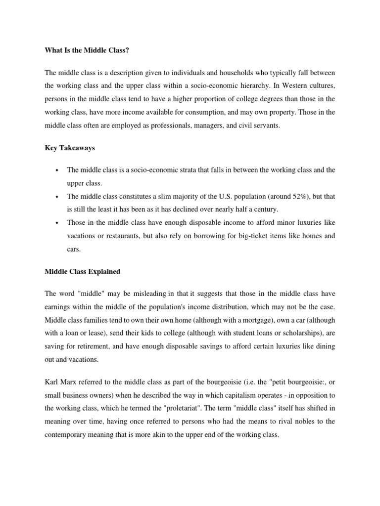 What Is The Middle Class | Download Free PDF | Middle Class | Income